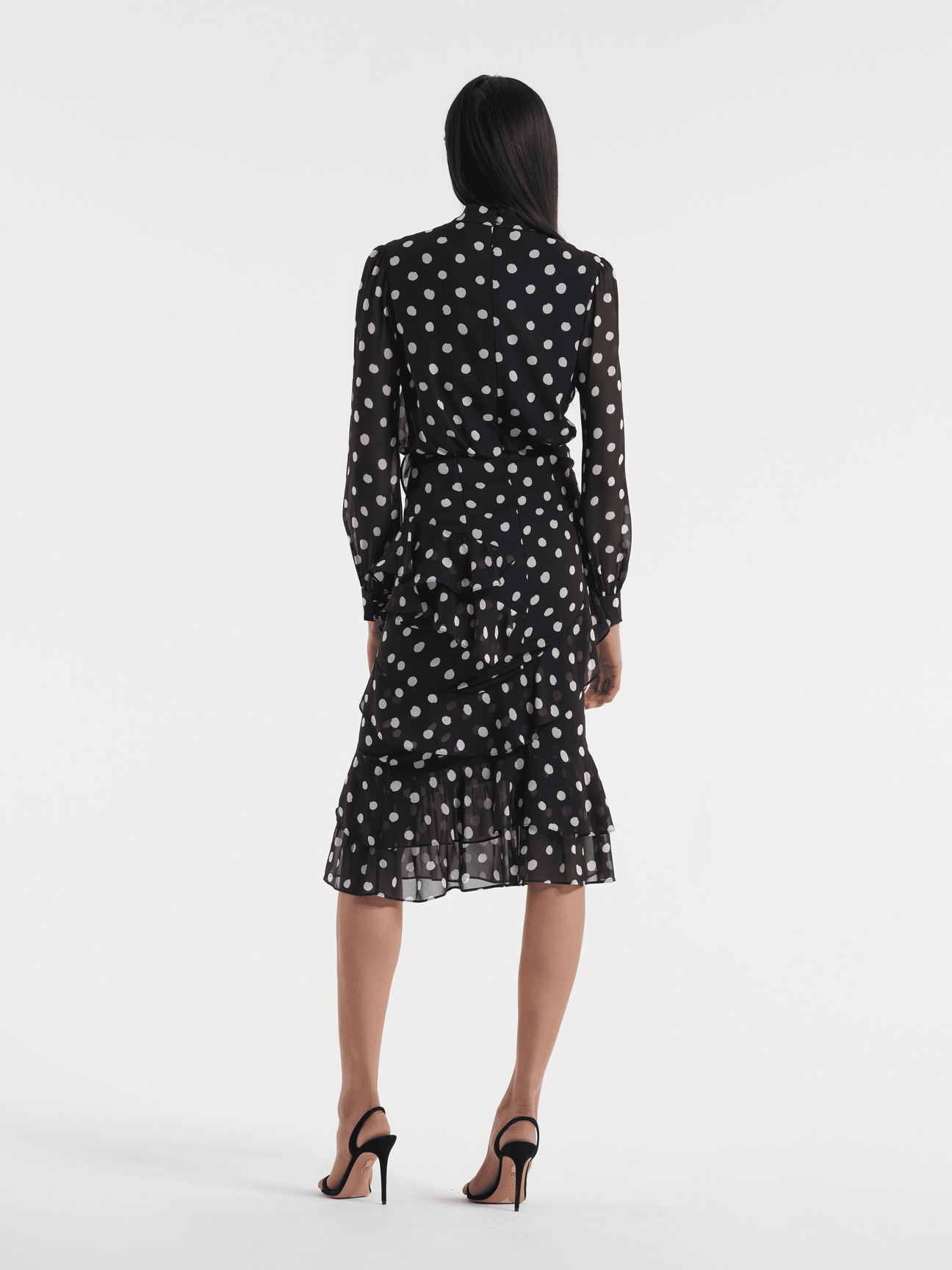 Isa Ruffle Dress in Mono Dot – SALONI