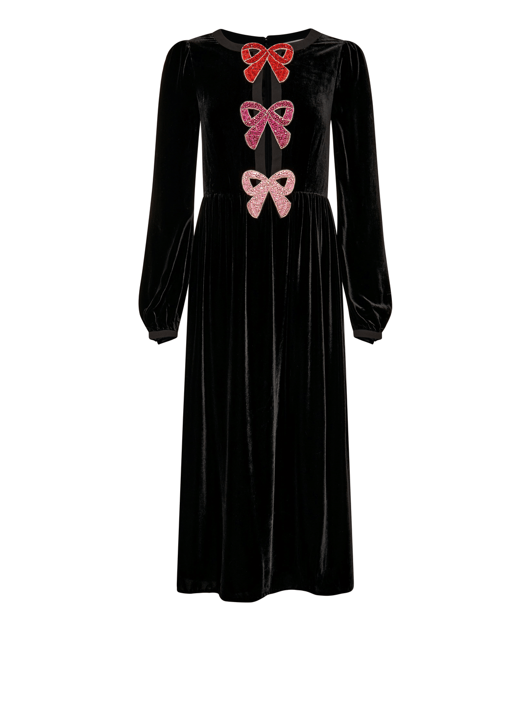 Camille Velvet Pink Bows Dress in Black – SALONI