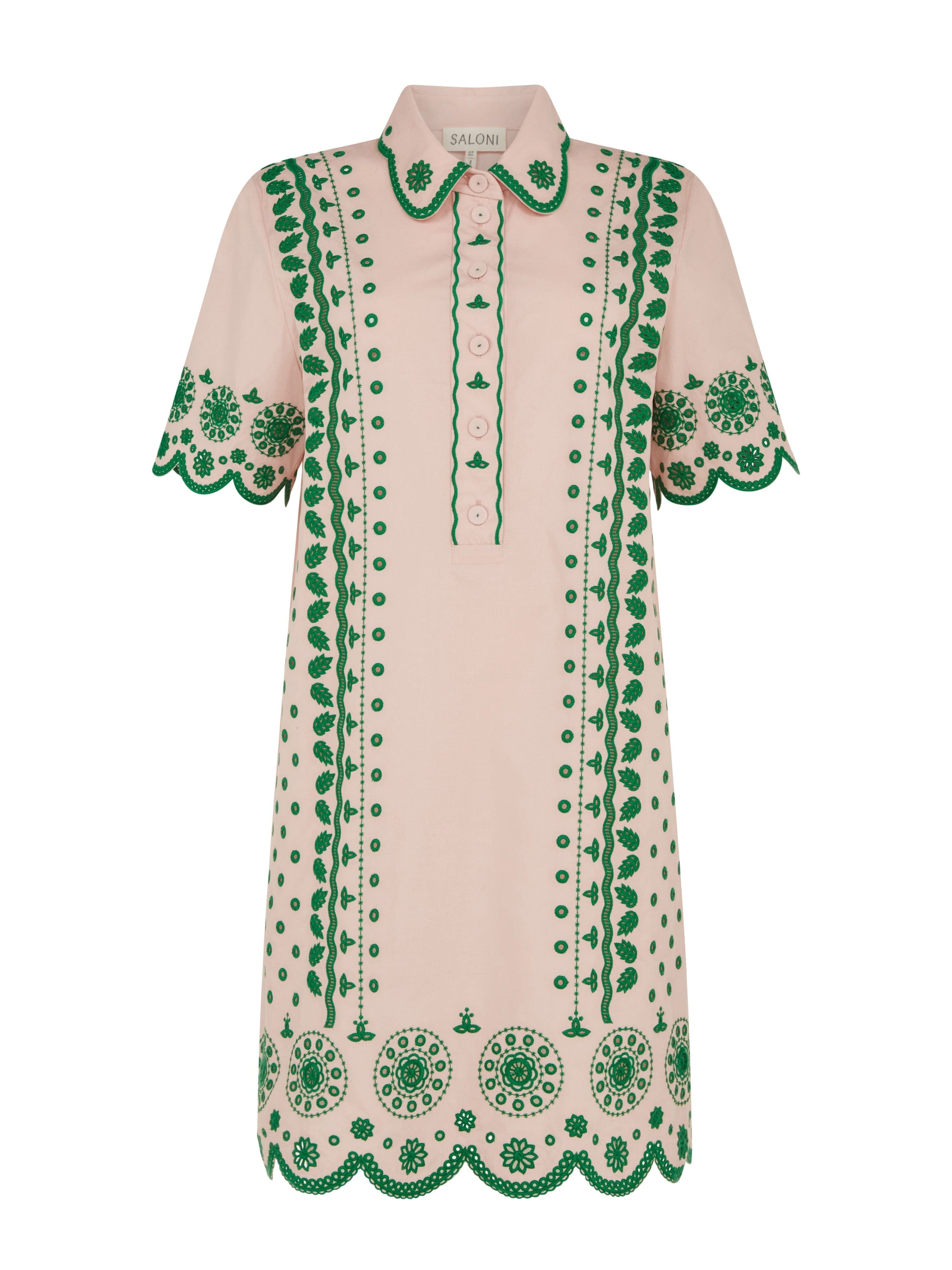 Dree Cotton Broderie-anglaise Shirt Dress in Blush Pink Apple – SALONI