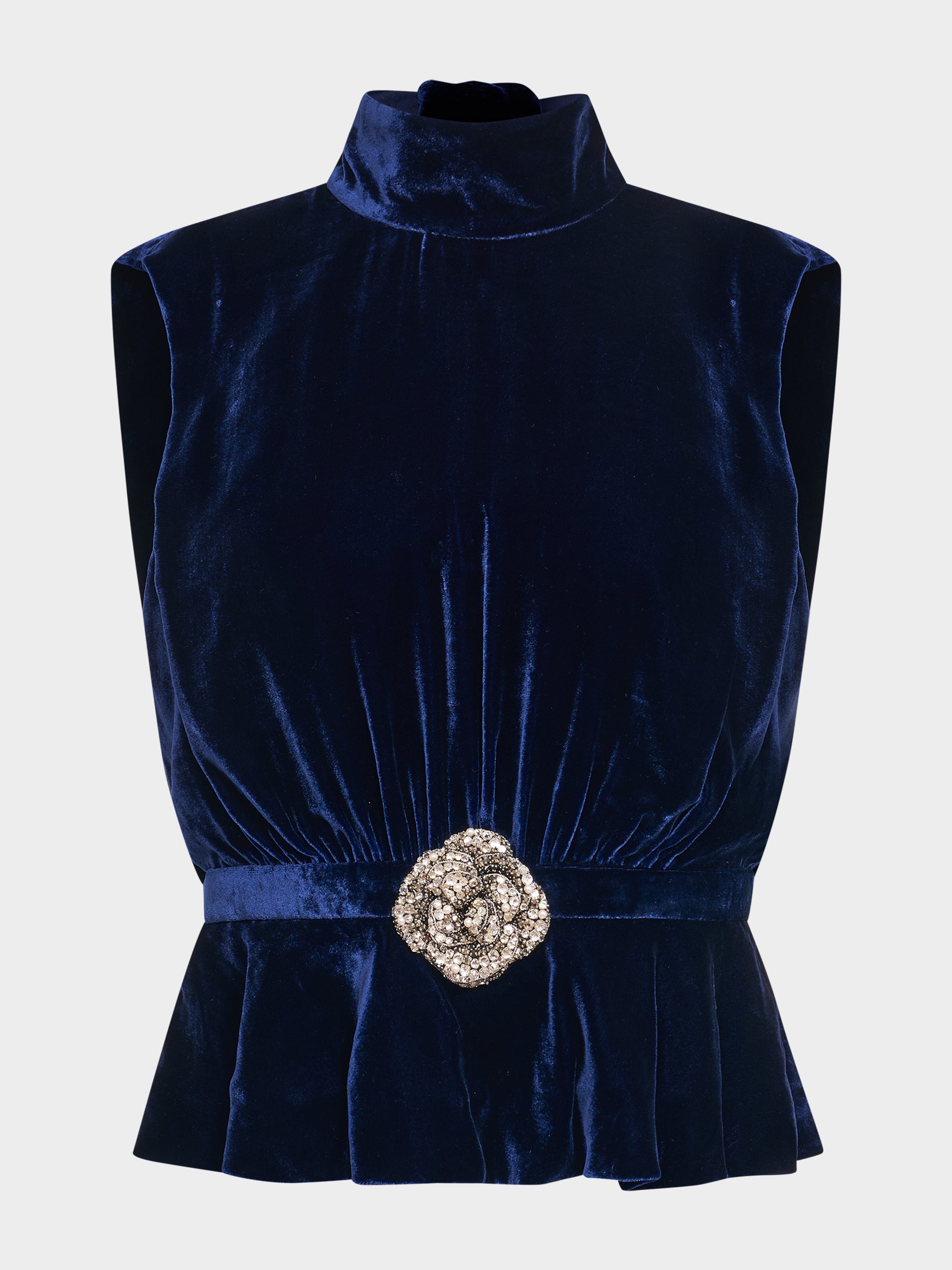 Fleur Velvet Top in Navy Crystalrose – SALONI