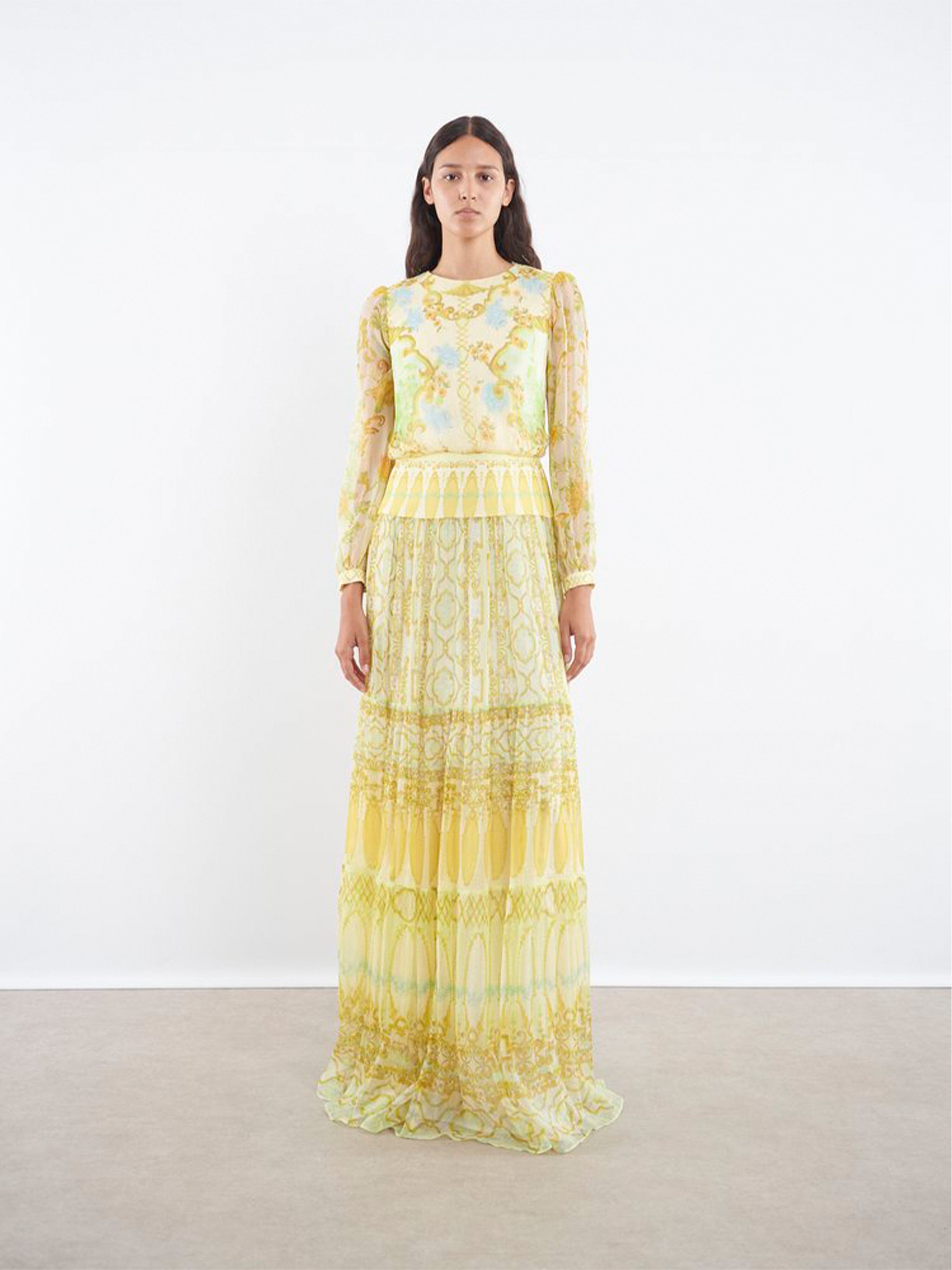 Isabel Long Dress in Mandevilla Vista – SALONI