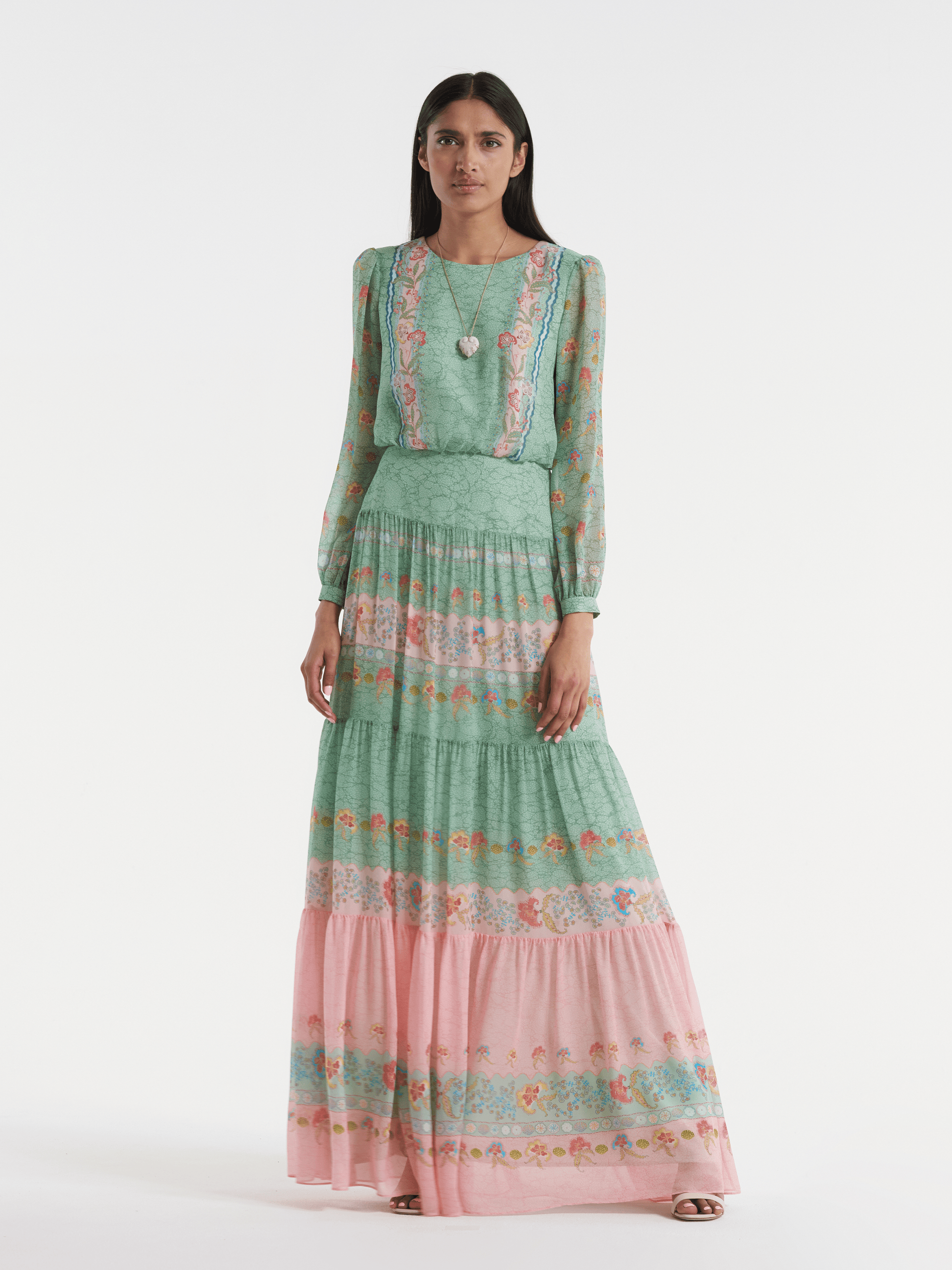 Isabel Long Dress in Delemare Wave – SALONI