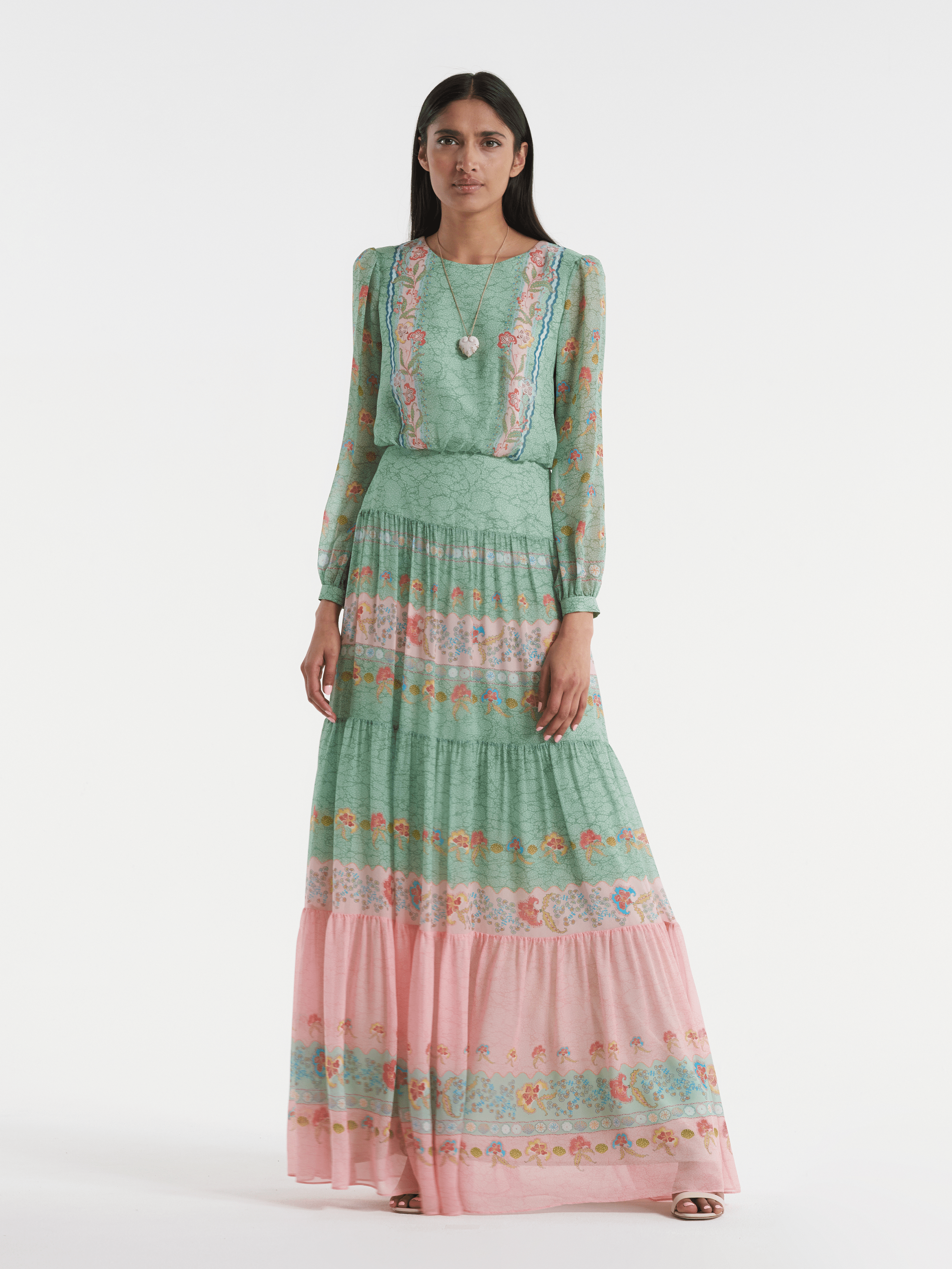 Isabel Long Dress in Delemare Wave – SALONI