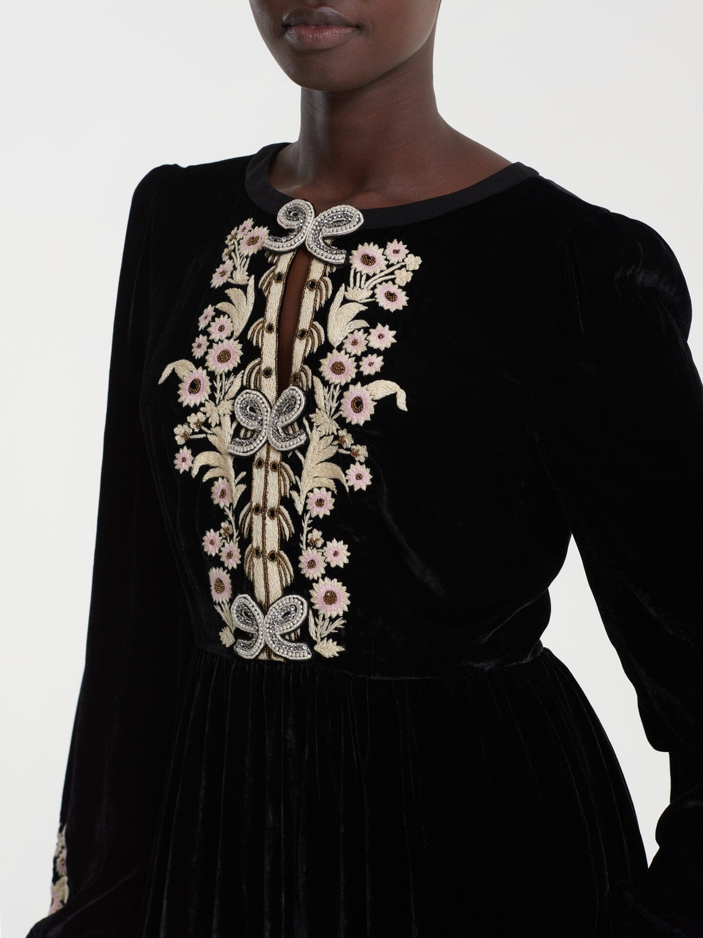 Camille Thread Dress with Threadwork Bows in Black – SALONI