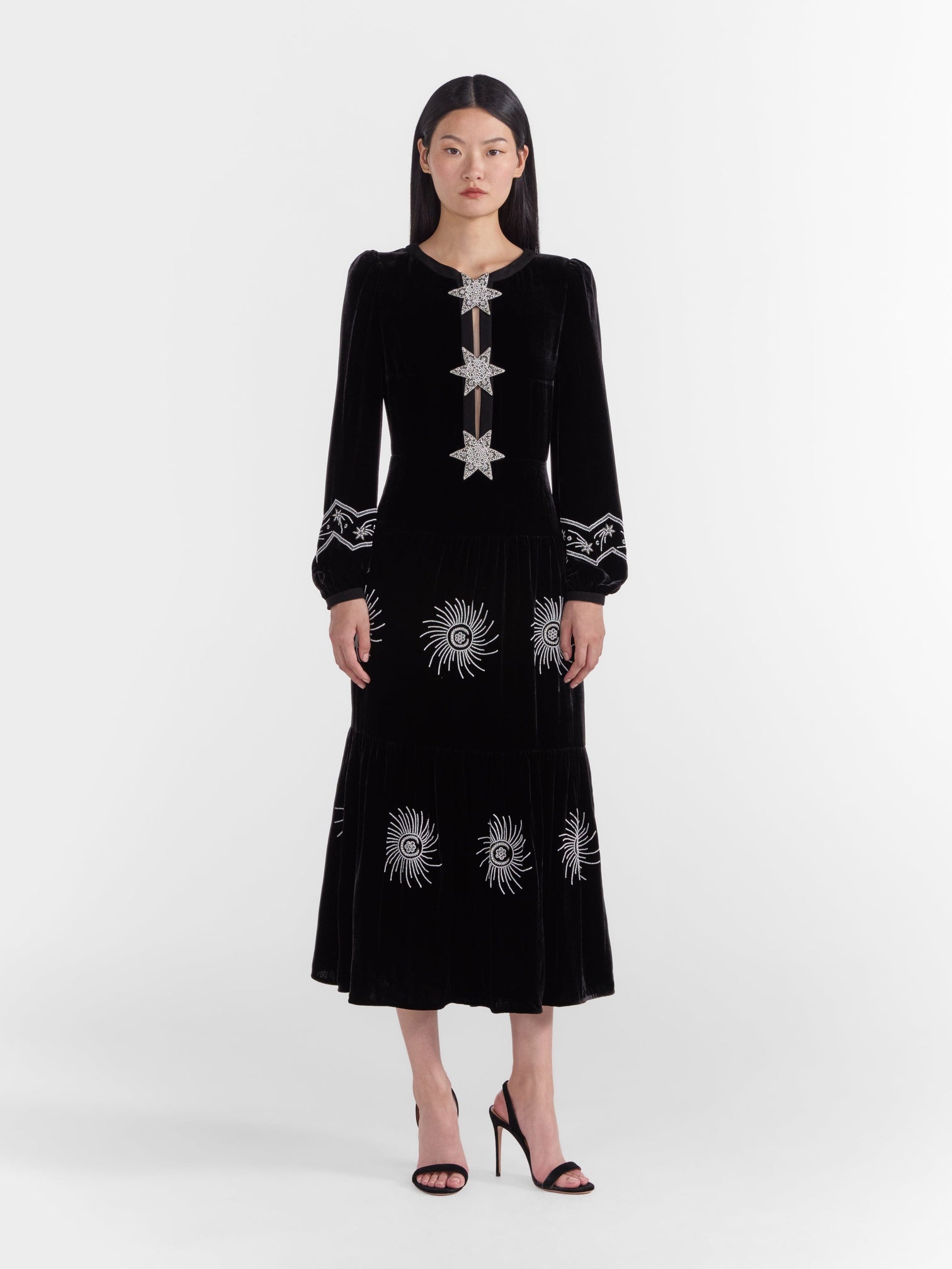 Camille B Embellished Pearl Stars Dress in Black – SALONI