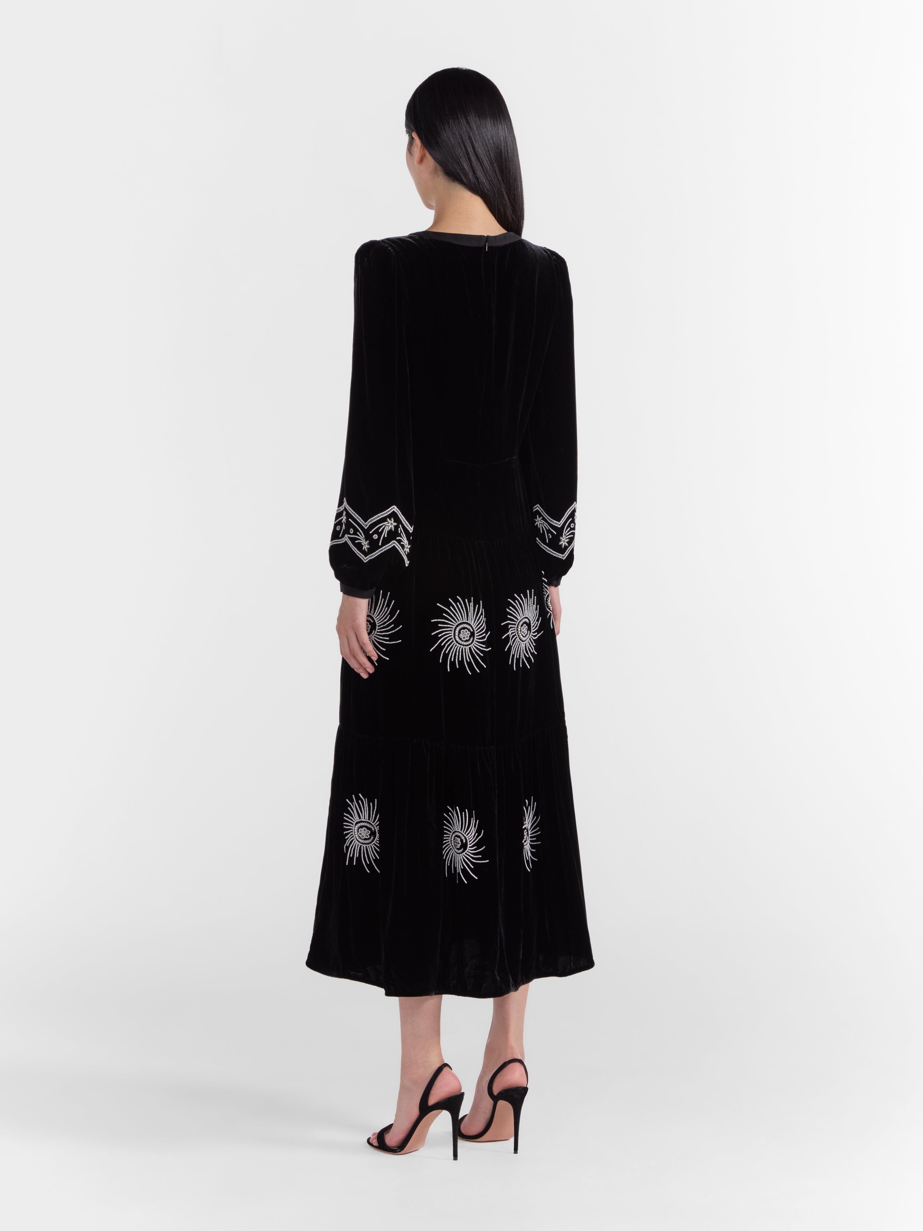 Camille B Embellished Pearl Stars Dress in Black – SALONI