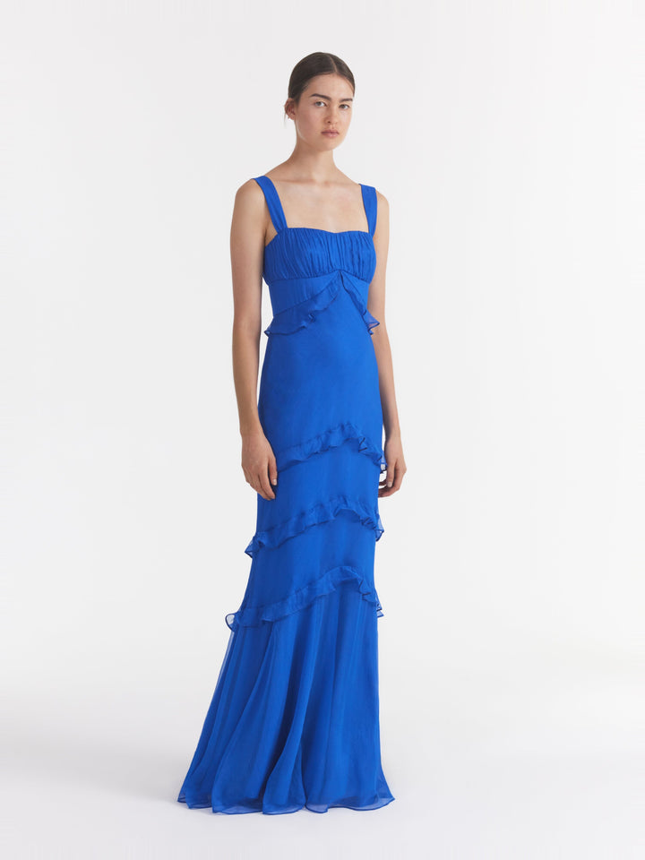 Chandra Dress in Lapis Blue – SALONI