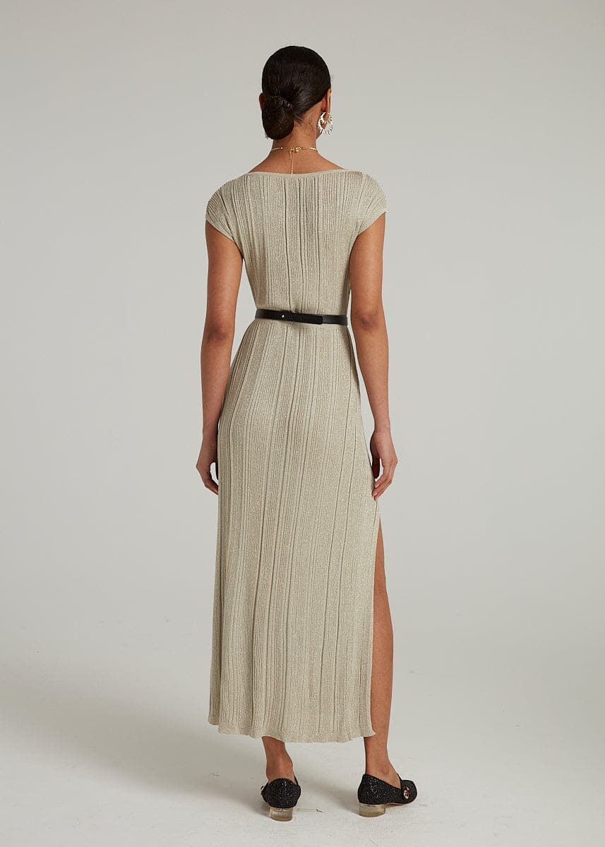 Venyx Stardust Rib Dress in Pale Silver – SALONI