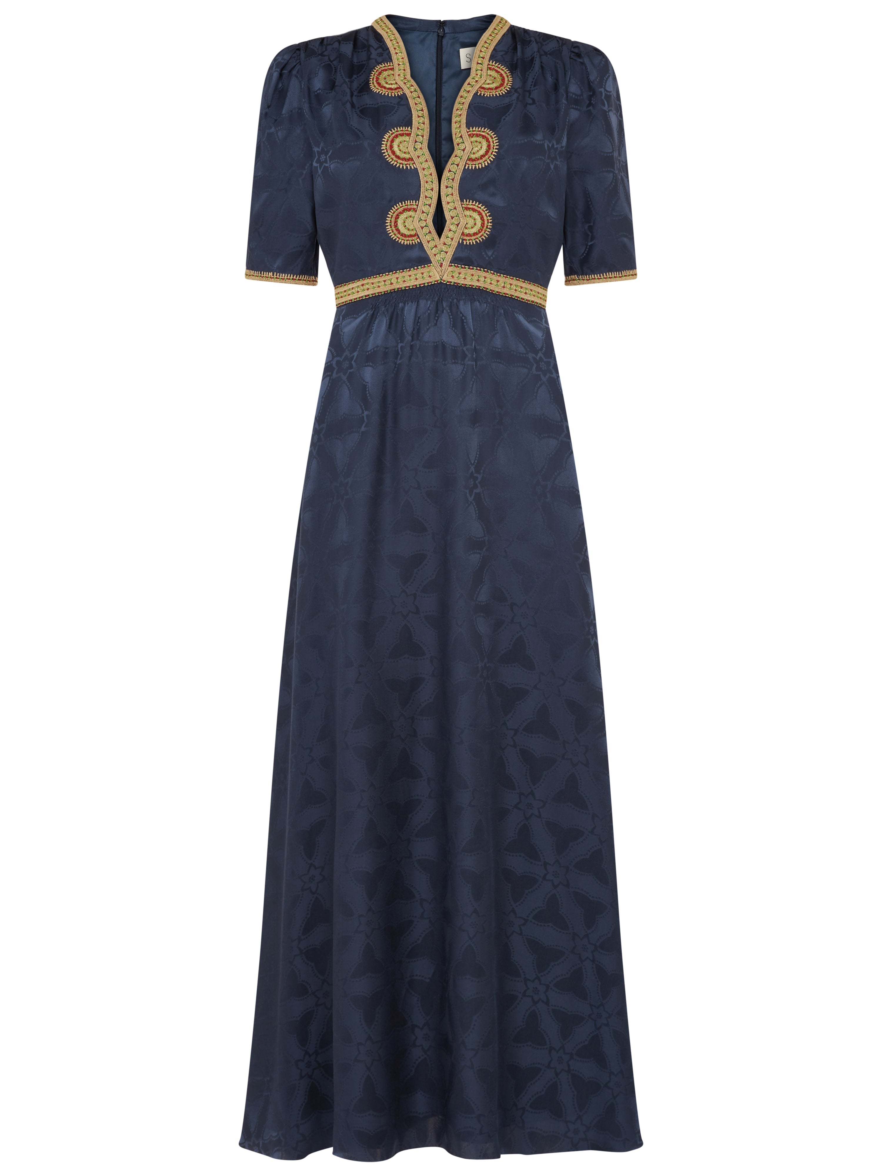 Tabitha Dress in Navy with Ornate Embroidery – SALONI